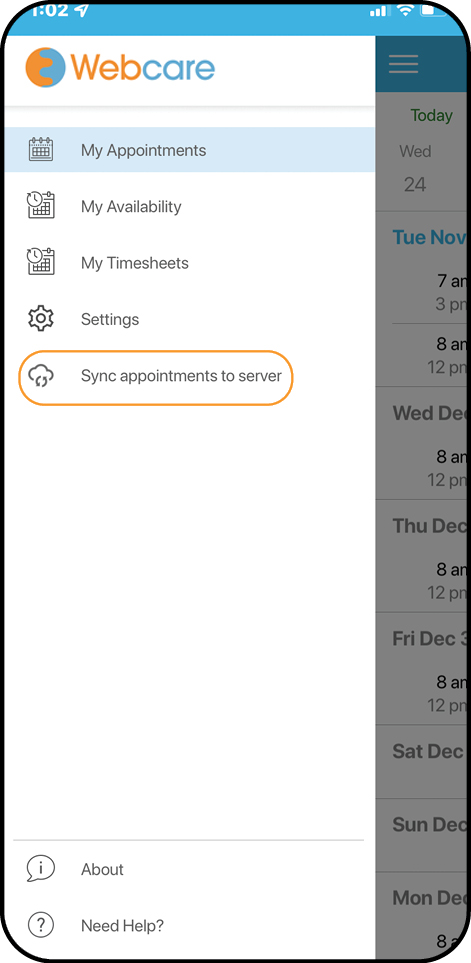 Sync Appointments – Webcare Help Centre