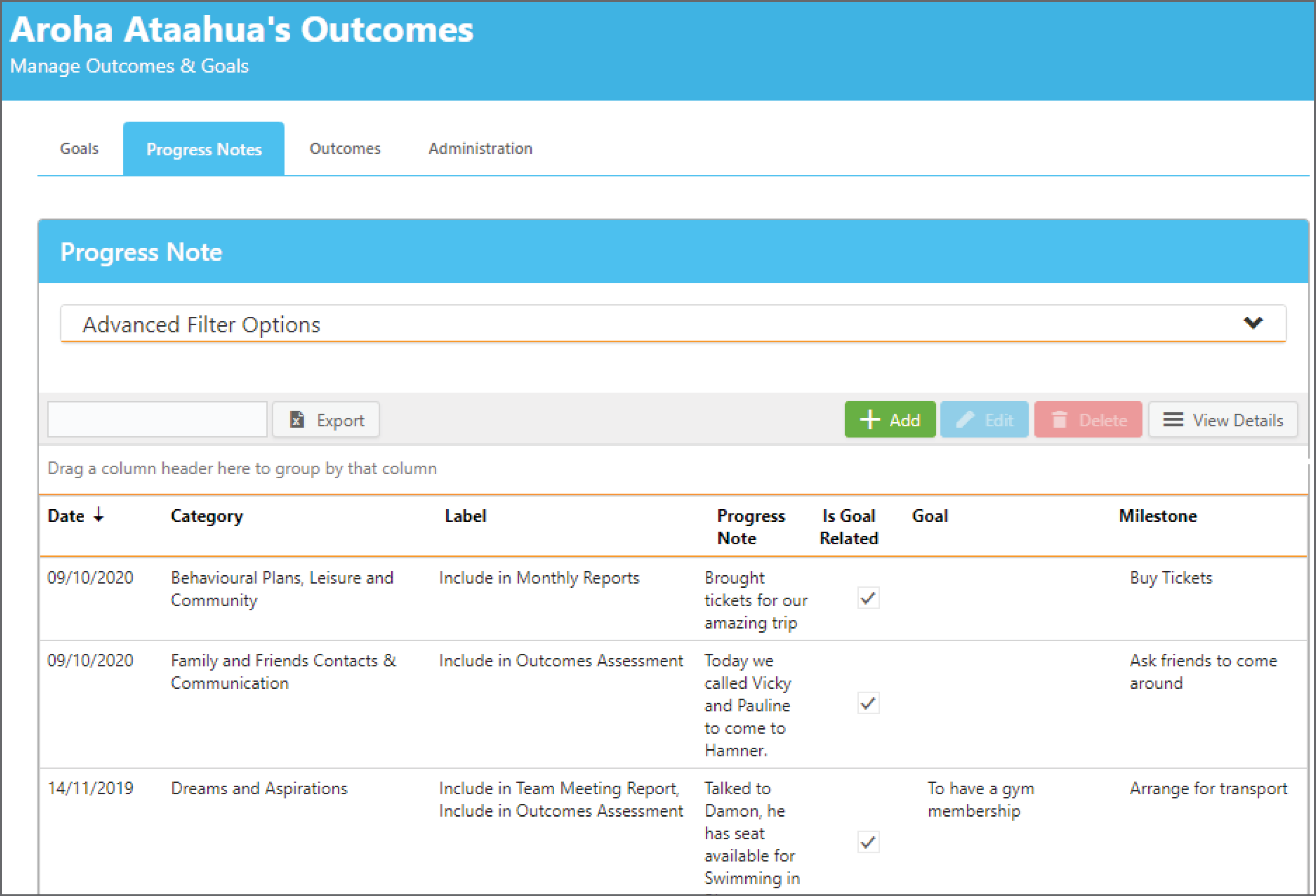 Goals & Outcomes Module – Webcare Help Centre