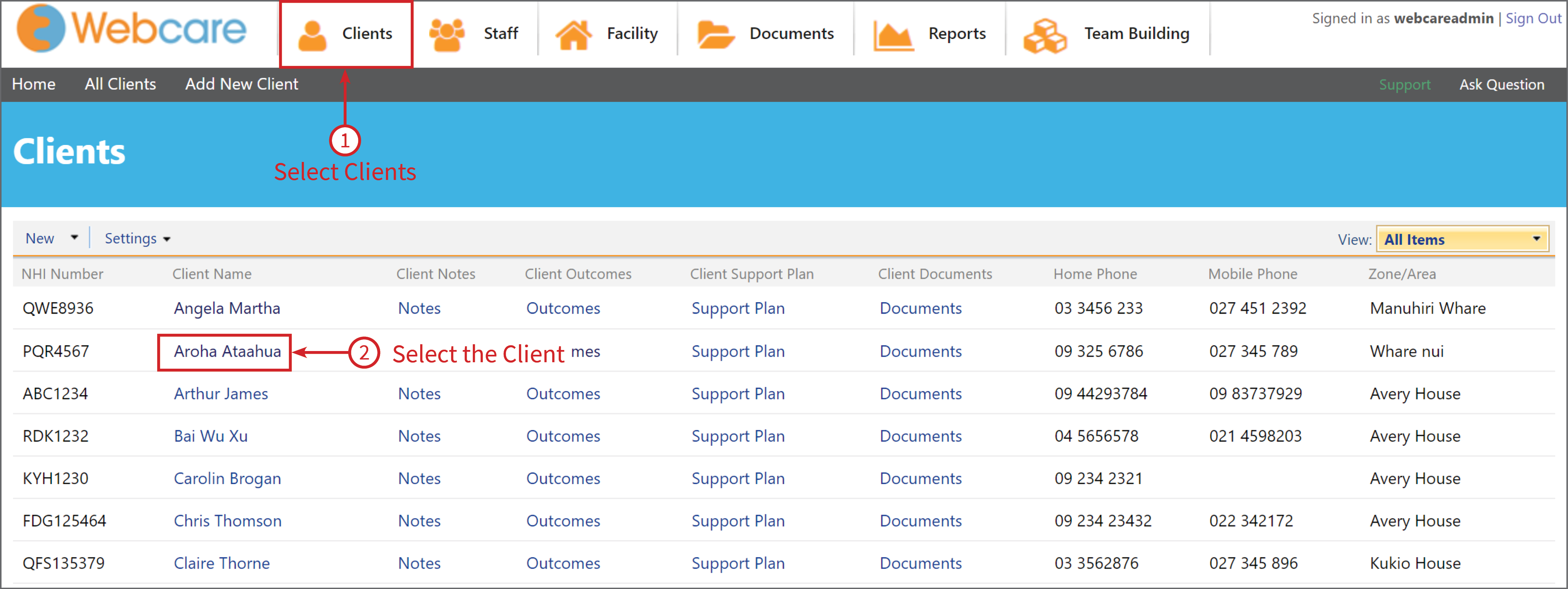Client Schedule – Webcare Help Centre
