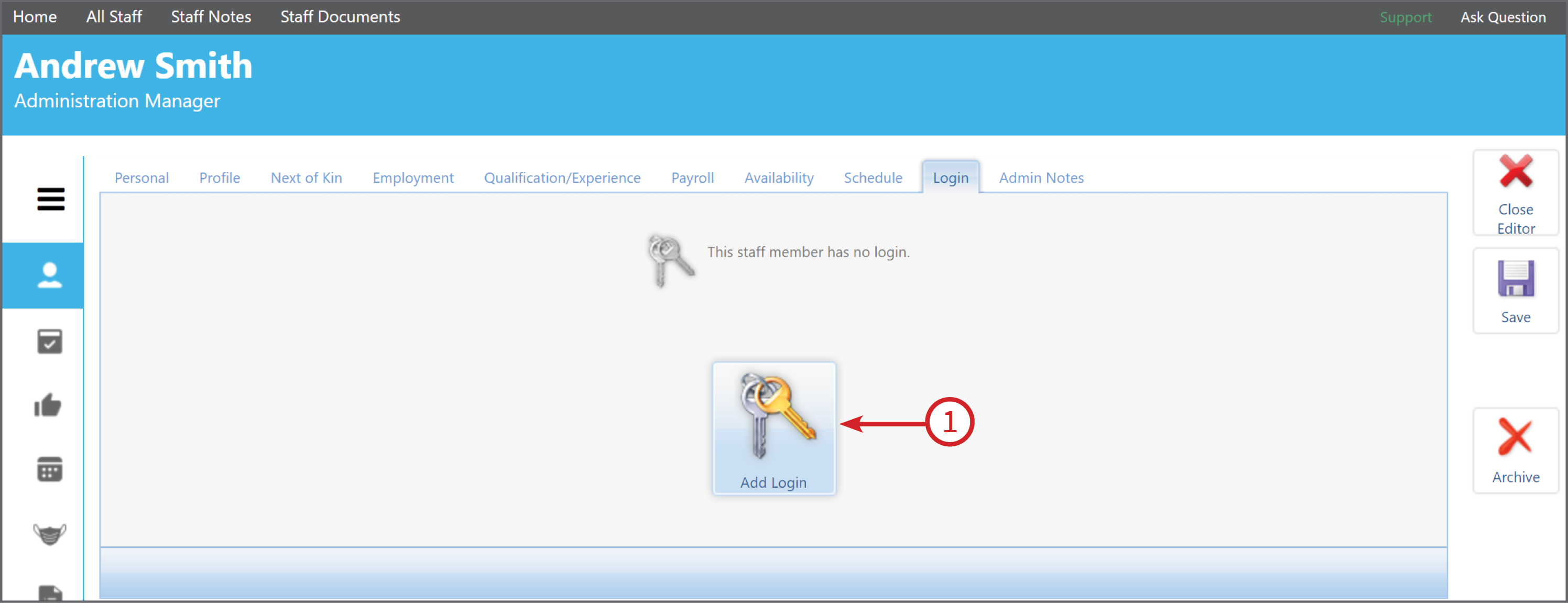 Manage Staff Logins – Webcare Help Centre