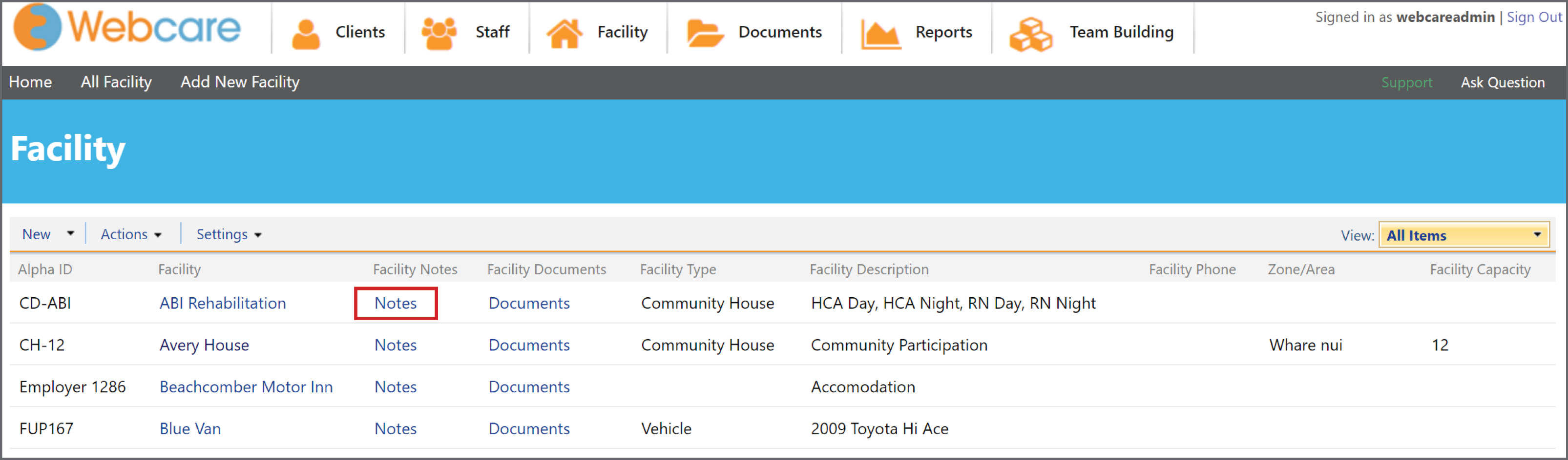 Facility – Webcare Help Centre