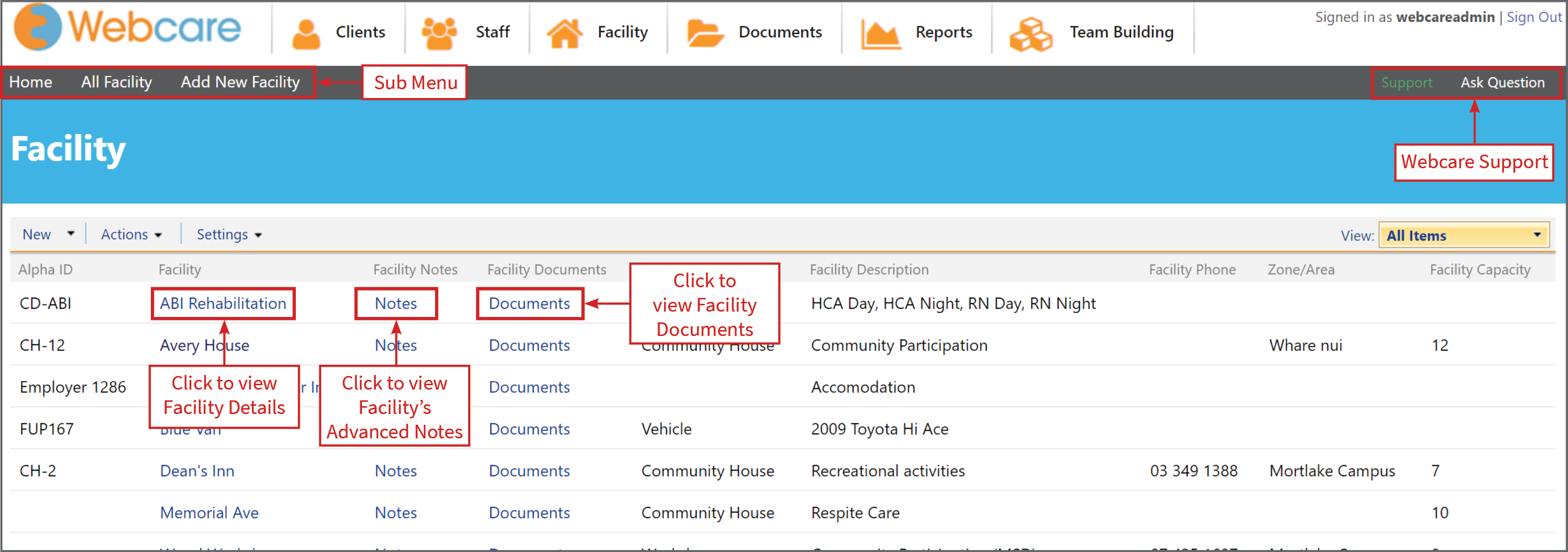 Facility – Webcare Help Centre