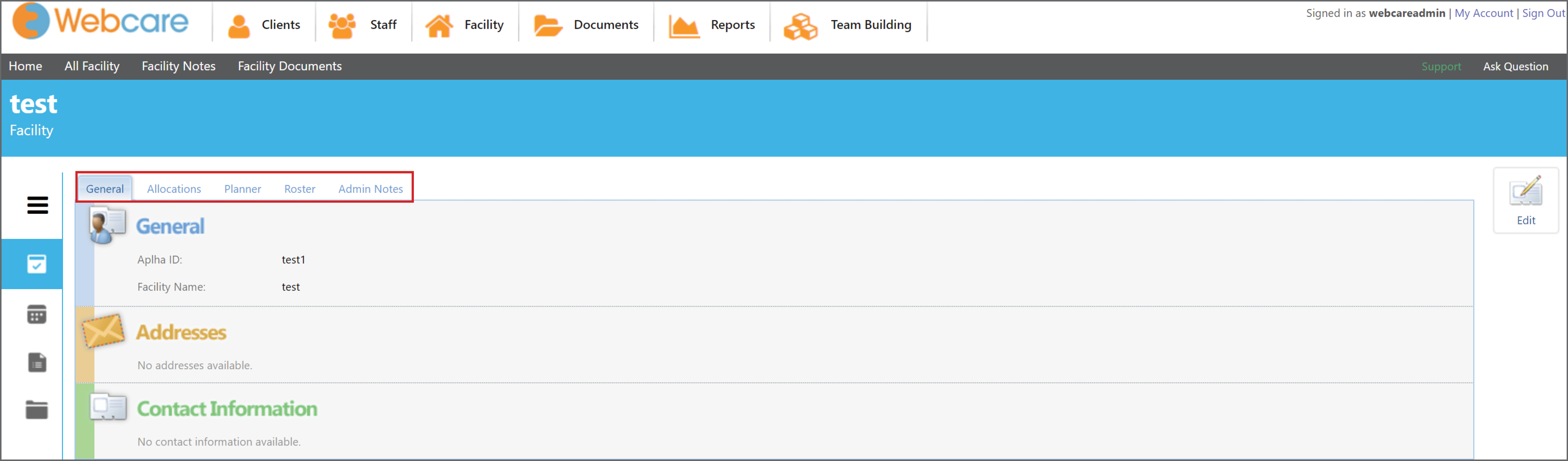 Add New Facility – Webcare Help Centre