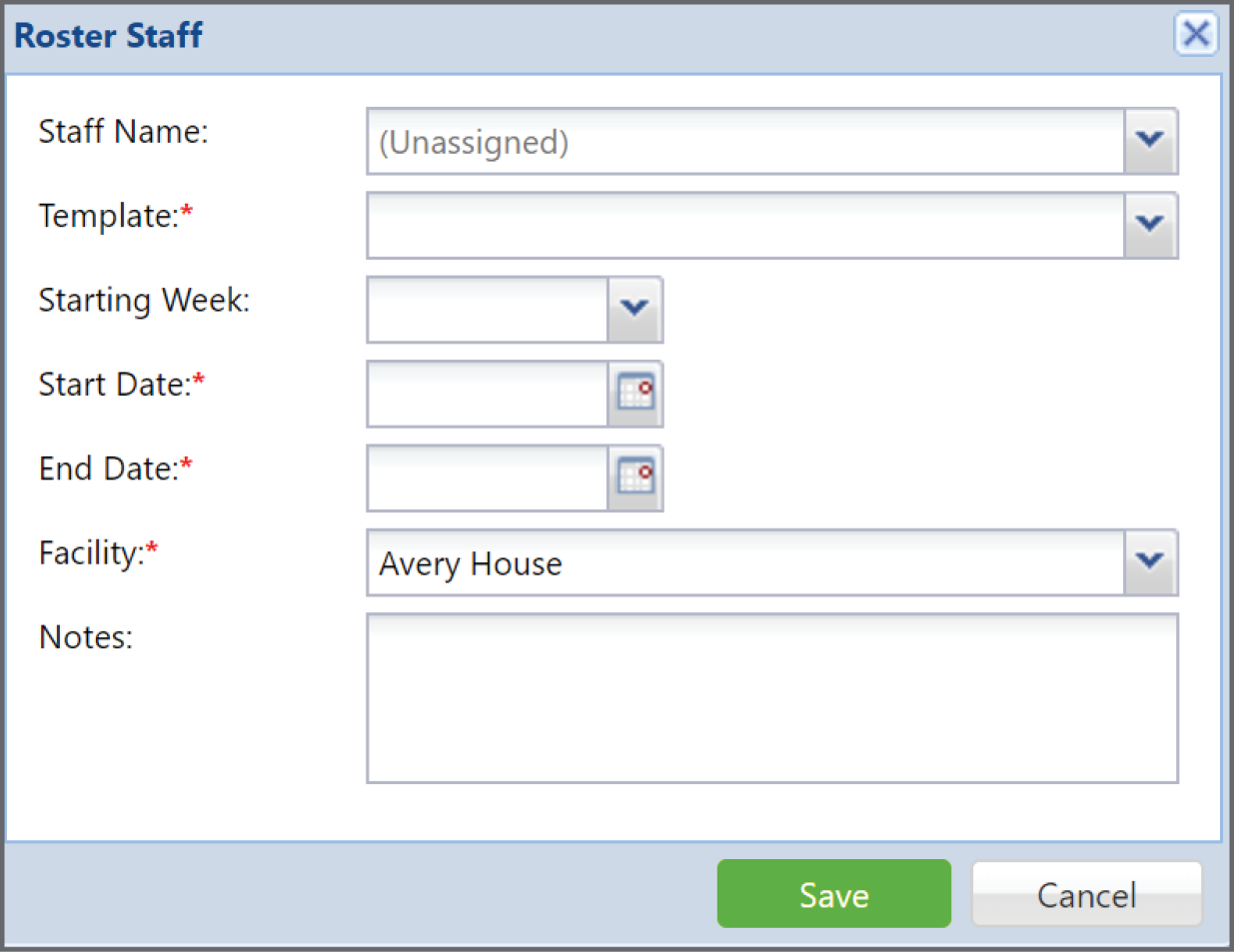 Facility Roster – Webcare Help Centre