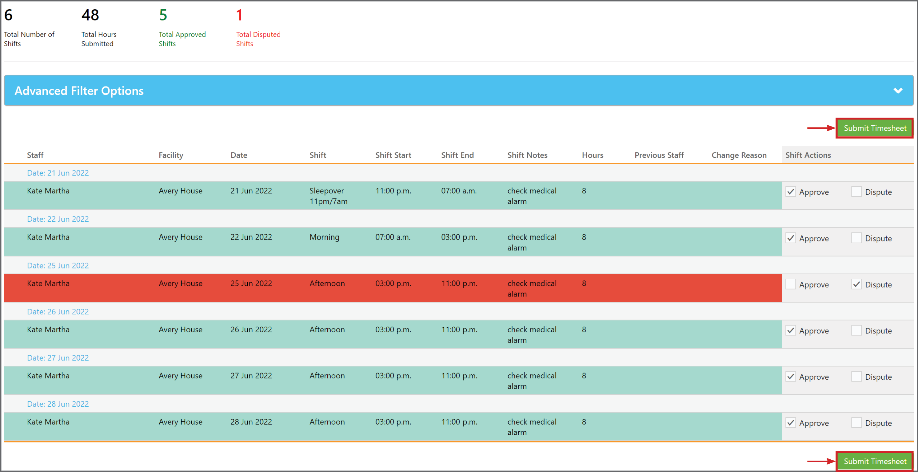Staff Roster Timesheet - Submission/Reconciliation – Webcare Help Centre
