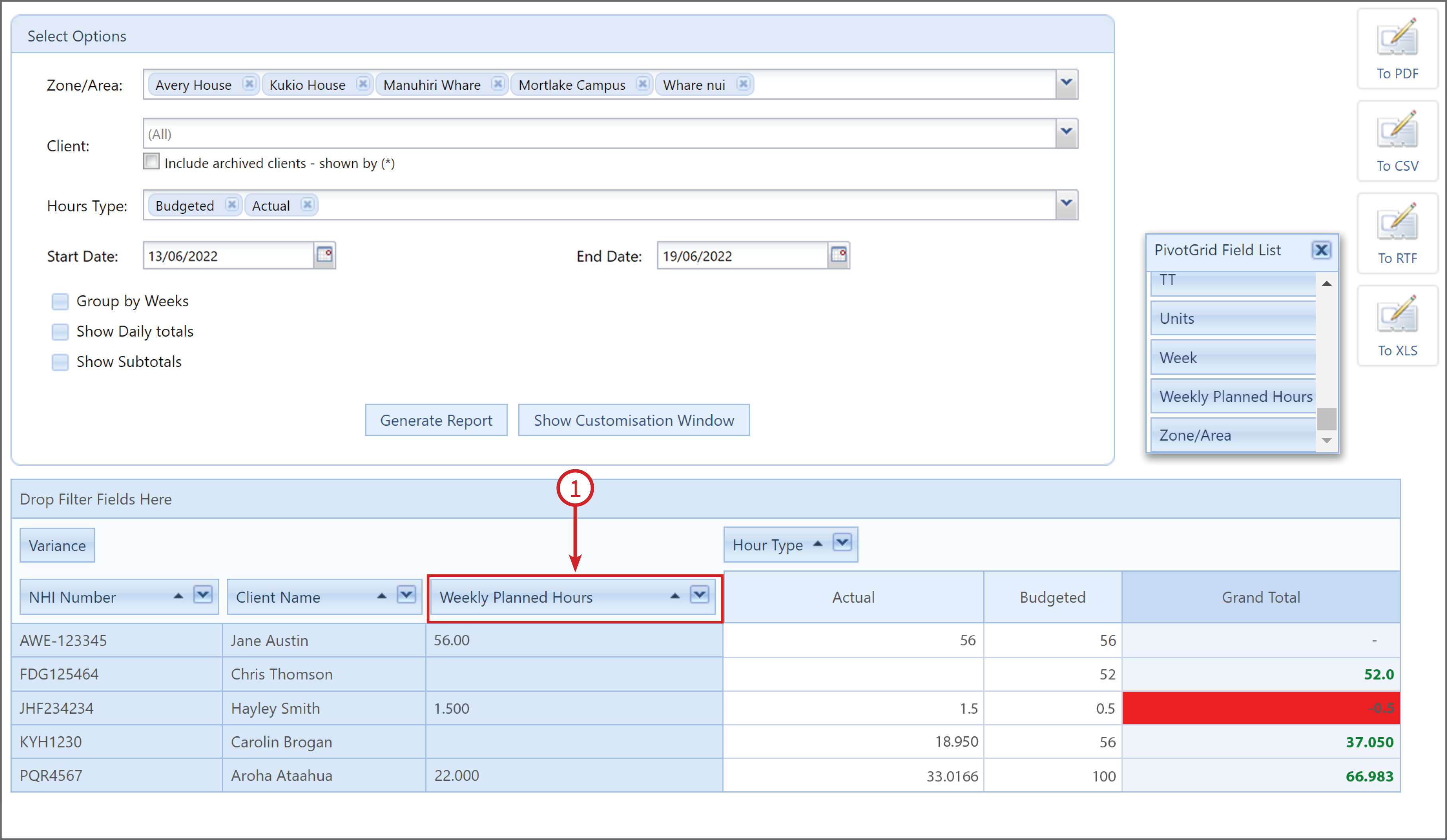 Generating a Variance Report – Webcare Help Centre
