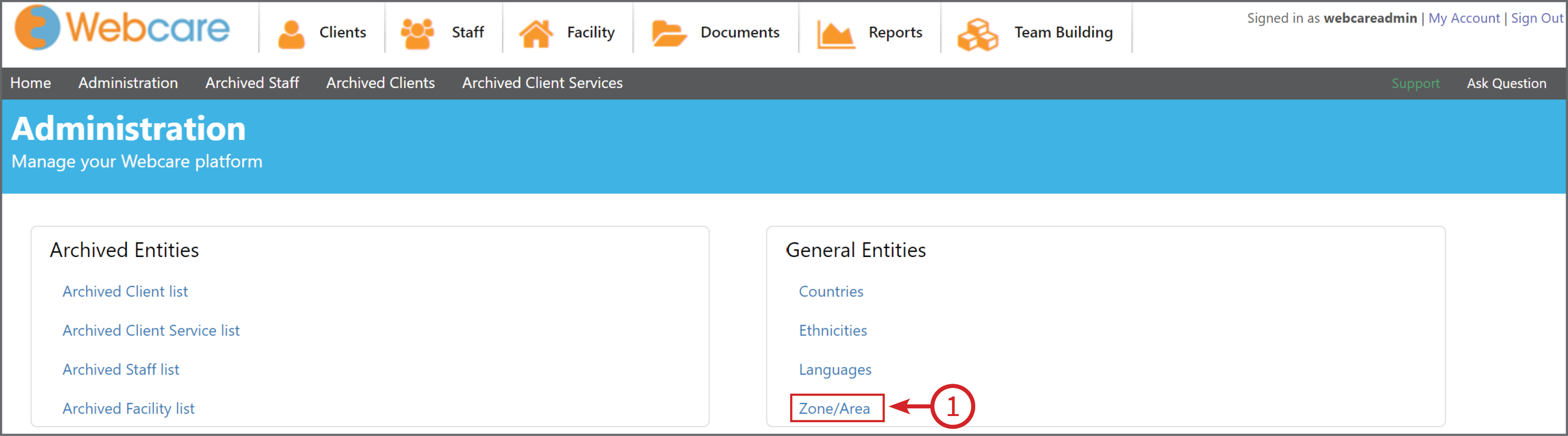 Administration Overview – Webcare Help Centre