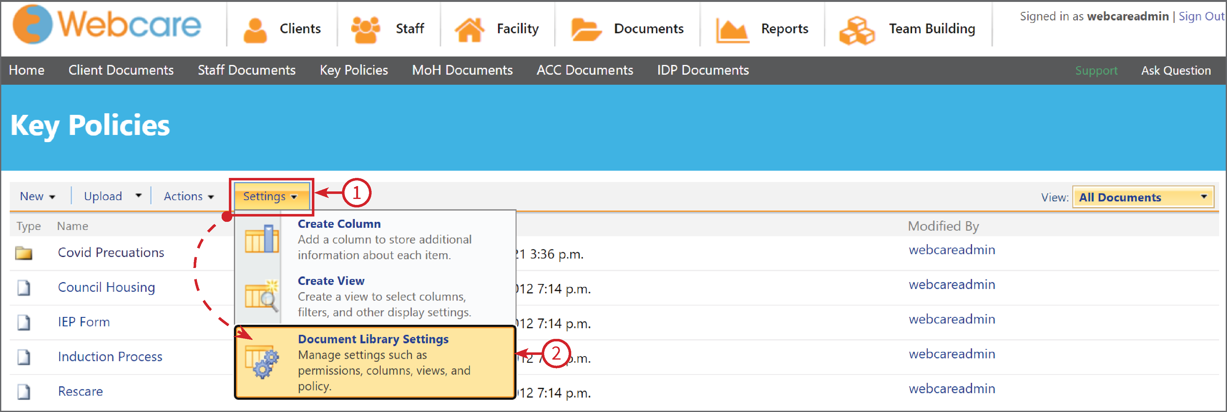 Manage Permissions - Document Library – Webcare Help Centre
