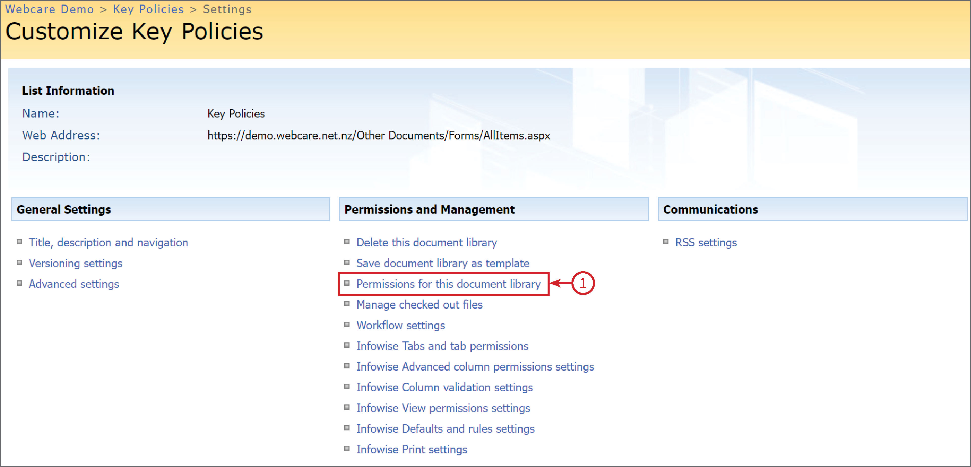 Manage Permissions - Document Library – Webcare Help Centre