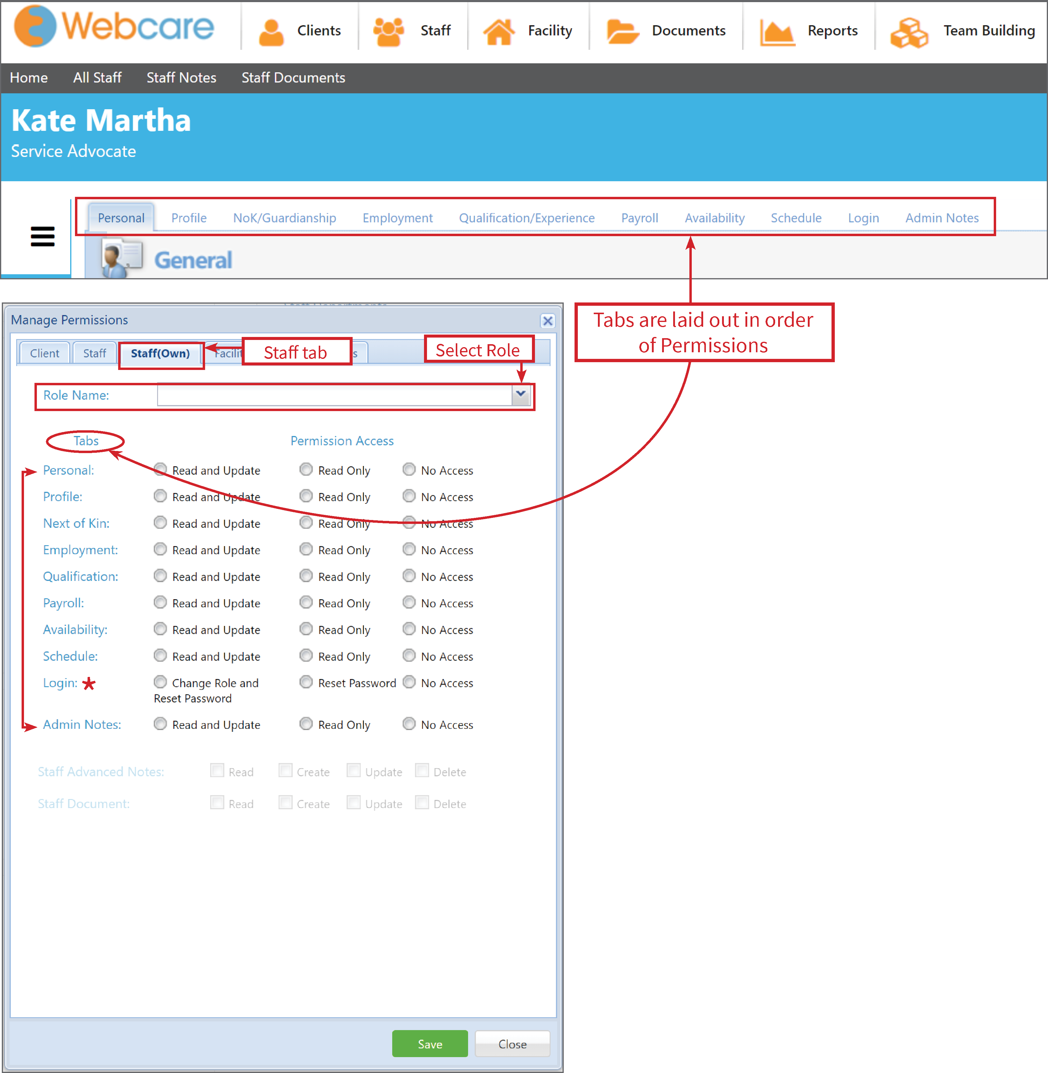 Manage Permissions - Staff (Own) – Webcare Help Centre