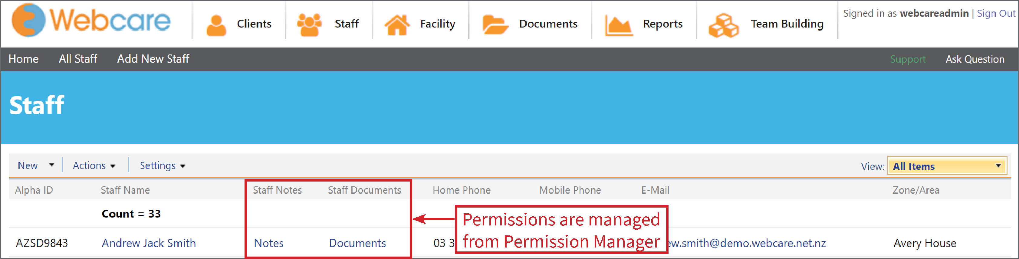 Manage Permissions - Staff – Webcare Help Centre