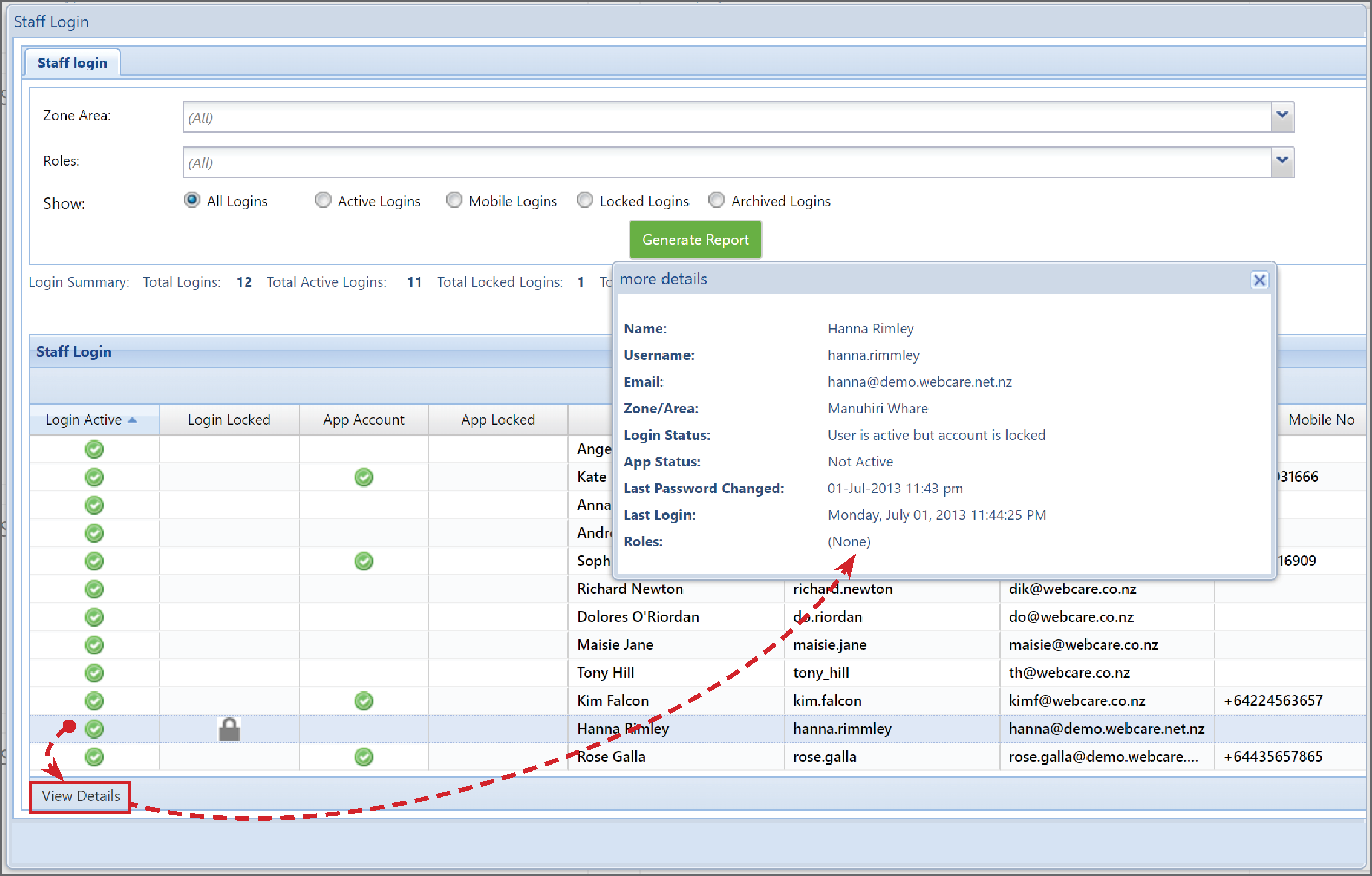 Staff Logins – Webcare Help Centre