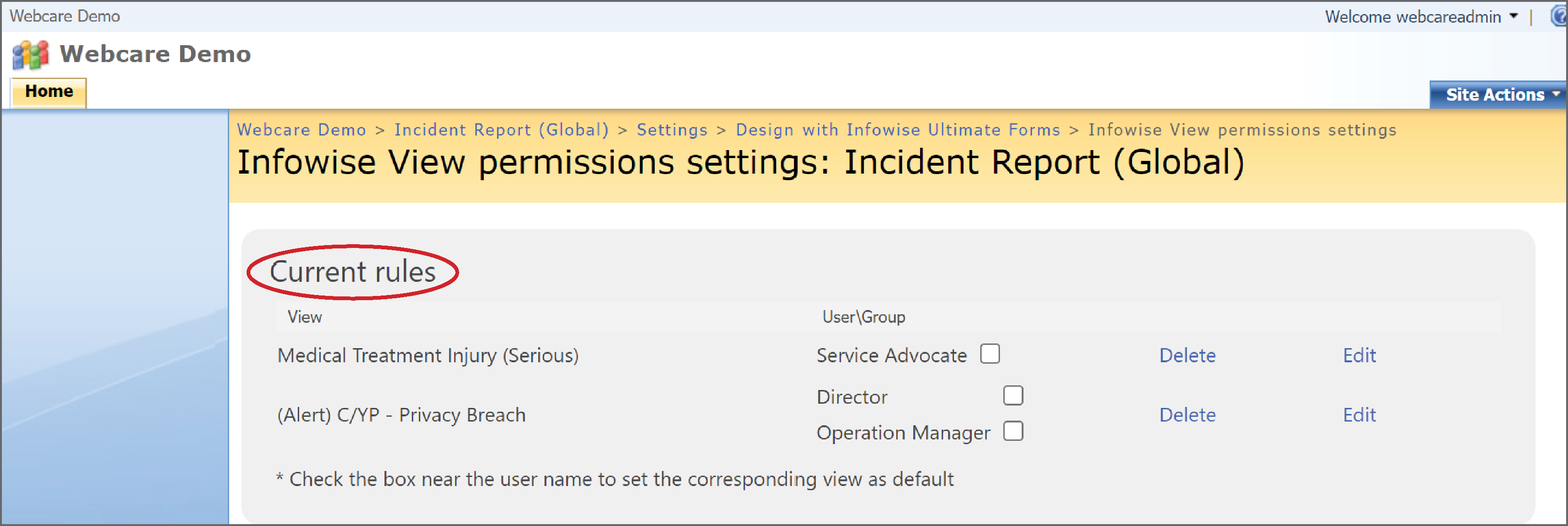 Manage View Permissions – Webcare Help Centre