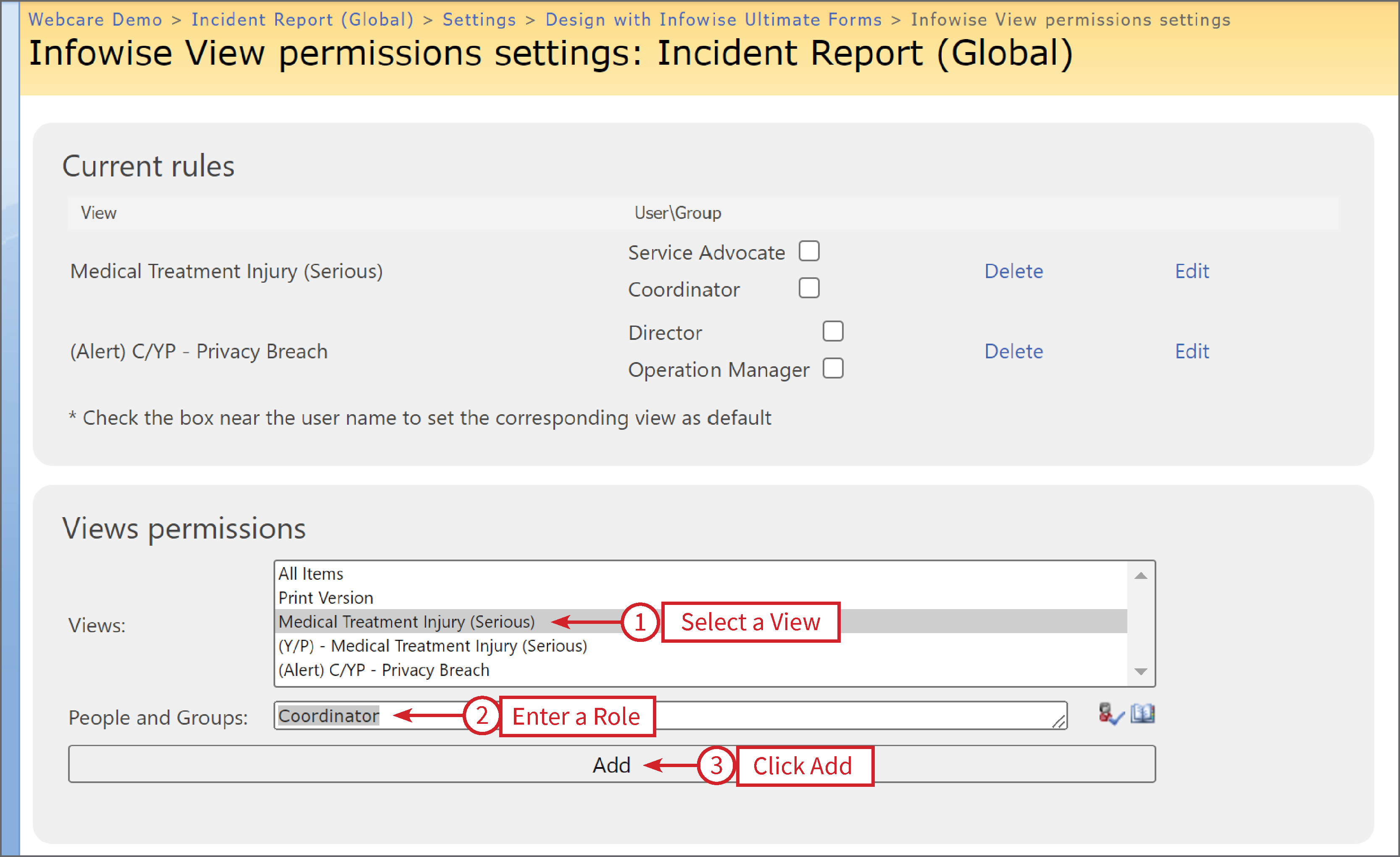 Manage View Permissions – Webcare Help Centre