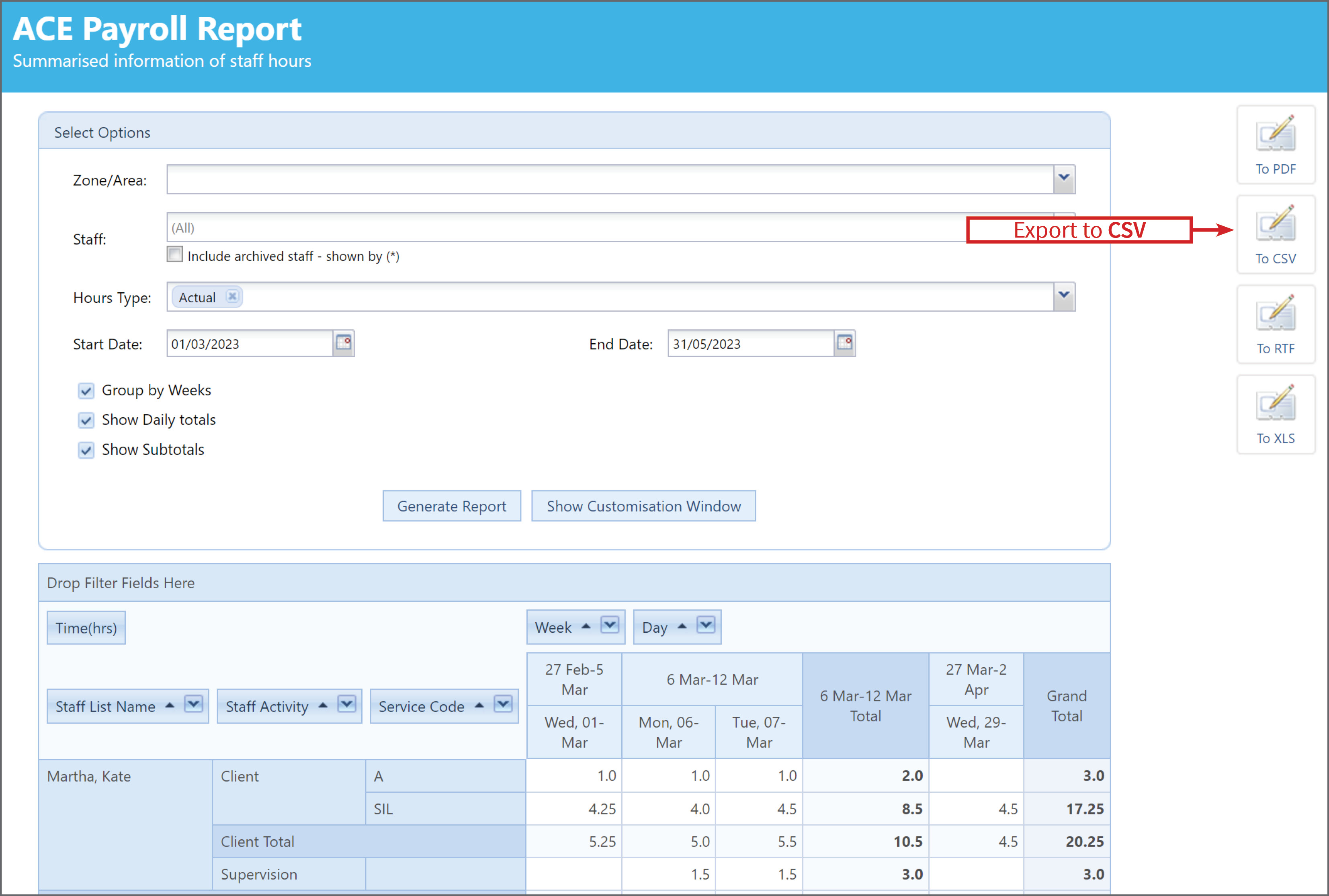 Exporting to ACE – Webcare Help Centre