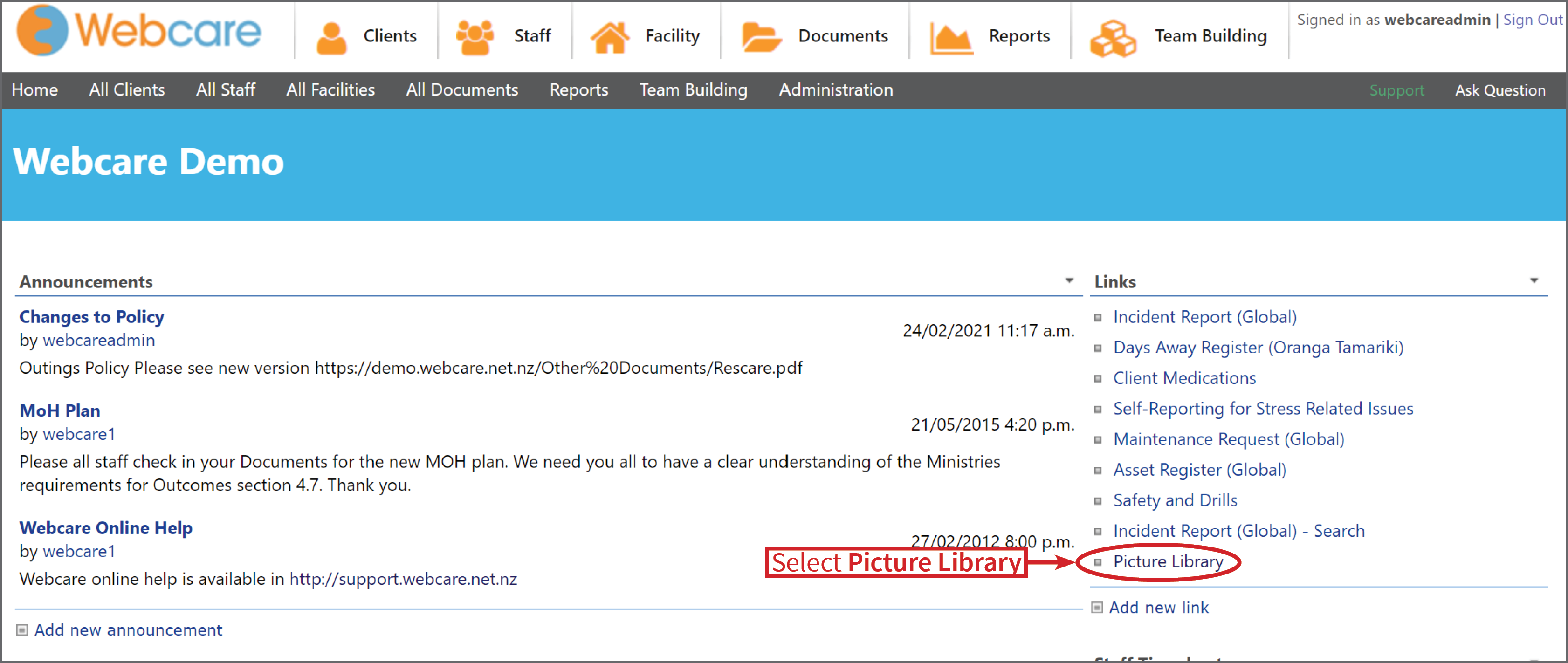 Add Images to Announcements – Webcare Help Centre
