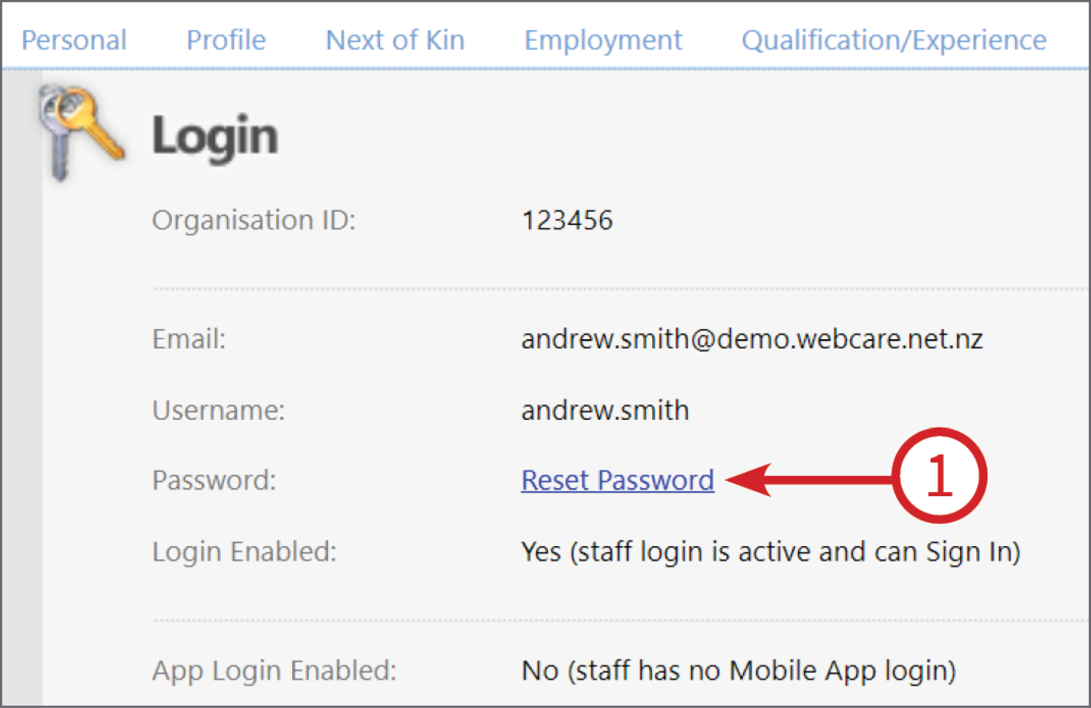 Manage Staff Logins – Webcare Help Centre