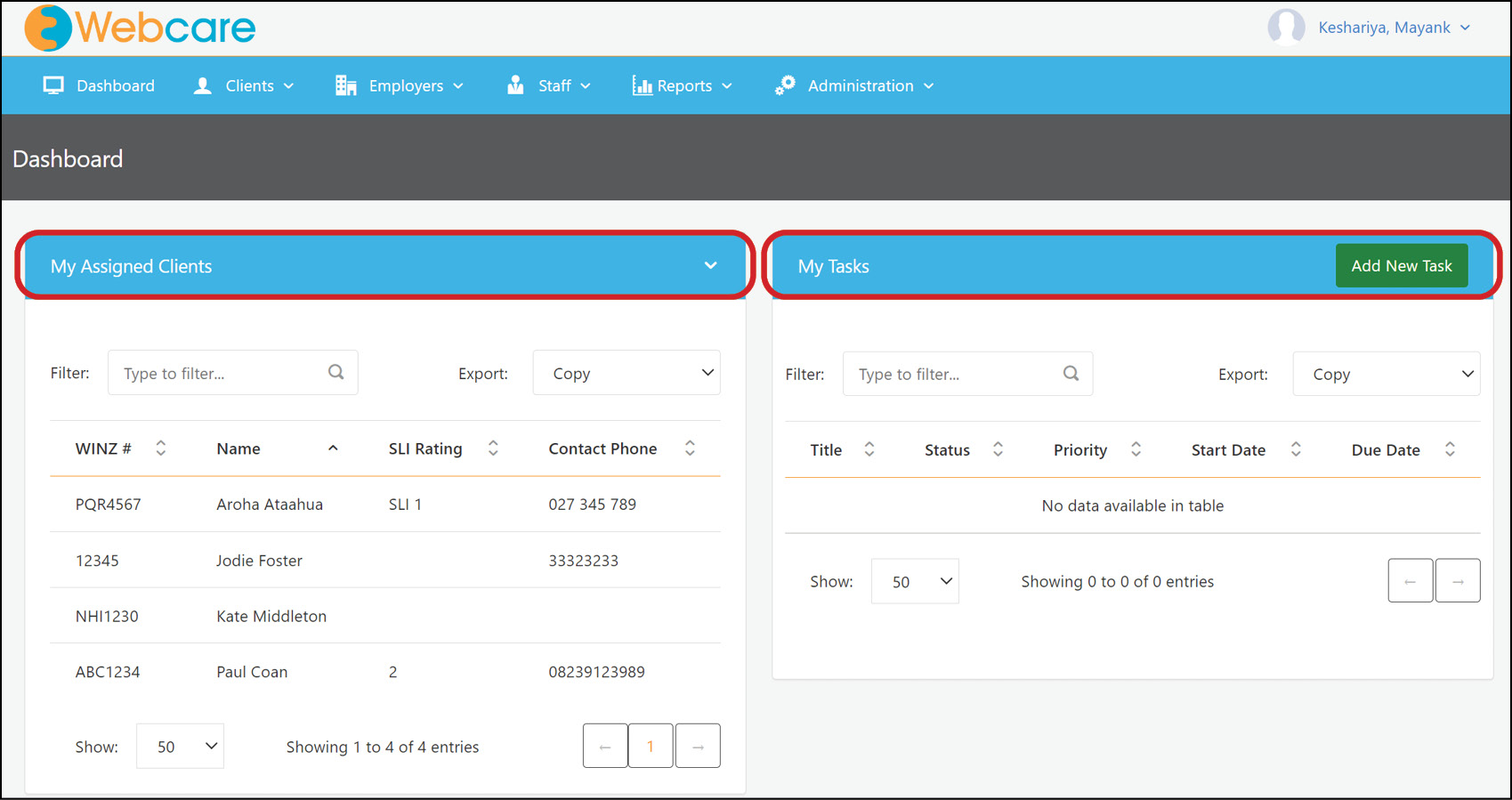 Getting to know your Supported Employment Dashboard – Webcare Help Centre