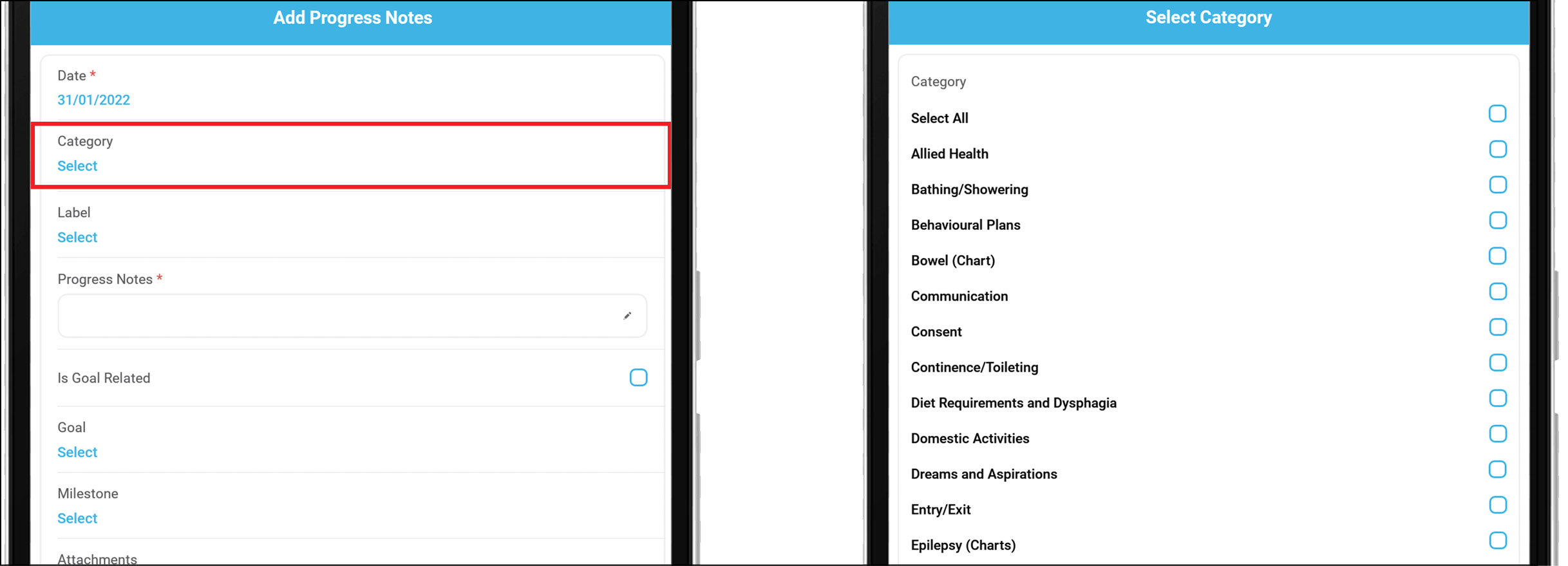Staff App Client Details Menu – Webcare Help Centre