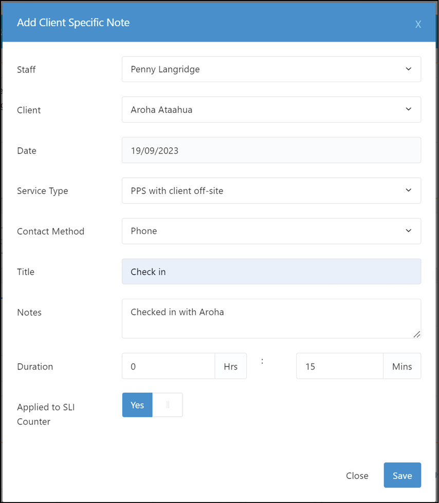 Client Specific Note – Webcare Help Centre