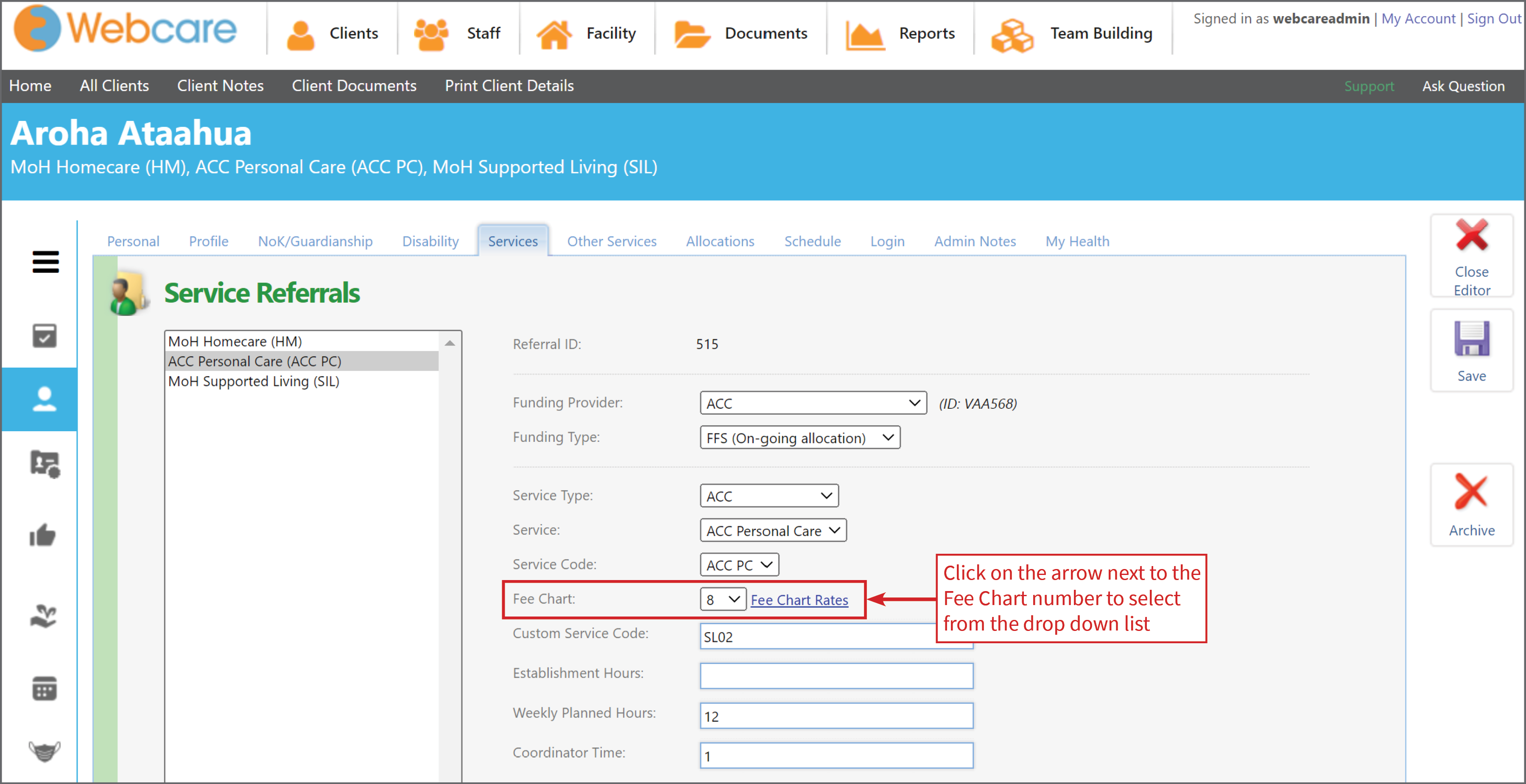 Client Services Fee Chart – Webcare Help Centre