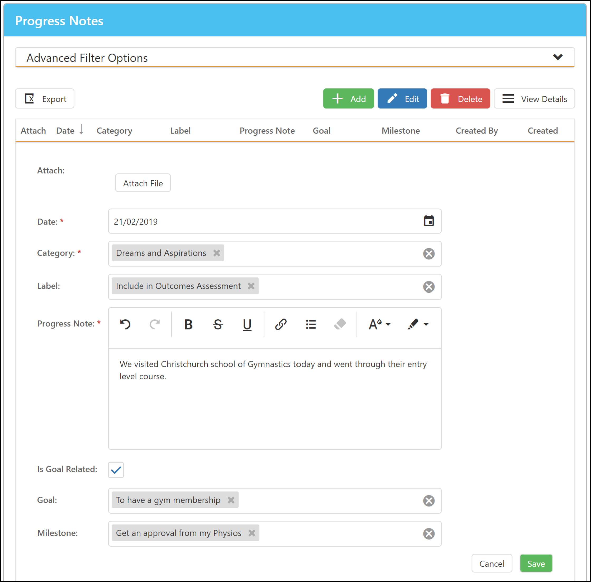 Goals & Outcomes Module – Webcare Help Centre